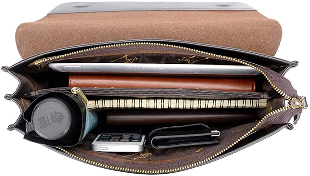 Men's Leather Messenger Bag, Man Shoulder Crossbody Classic Business Bags, Adjustable straps (Black)