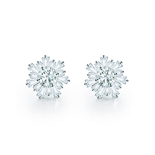 missaqua Chic Snowflake Sterling Silver Clear Cubic Zirconia Stud Earrings Jewerly Gift for women