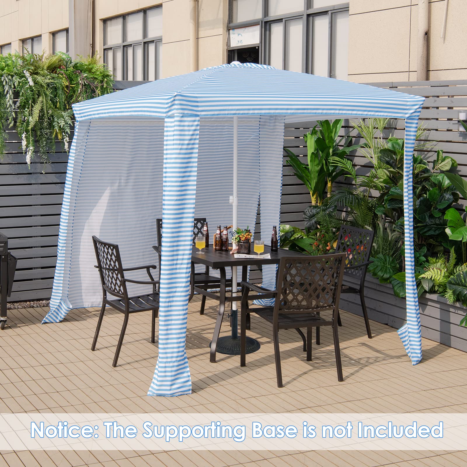 MIDDOW Beach Cabana, 6.7โ x 6.8โ Easy to Set up Beach Tent w/ Adjustable Height, Detachable Sidewall, Carry Bag, 4 Sandbags, NP10352BL Sun Shelter