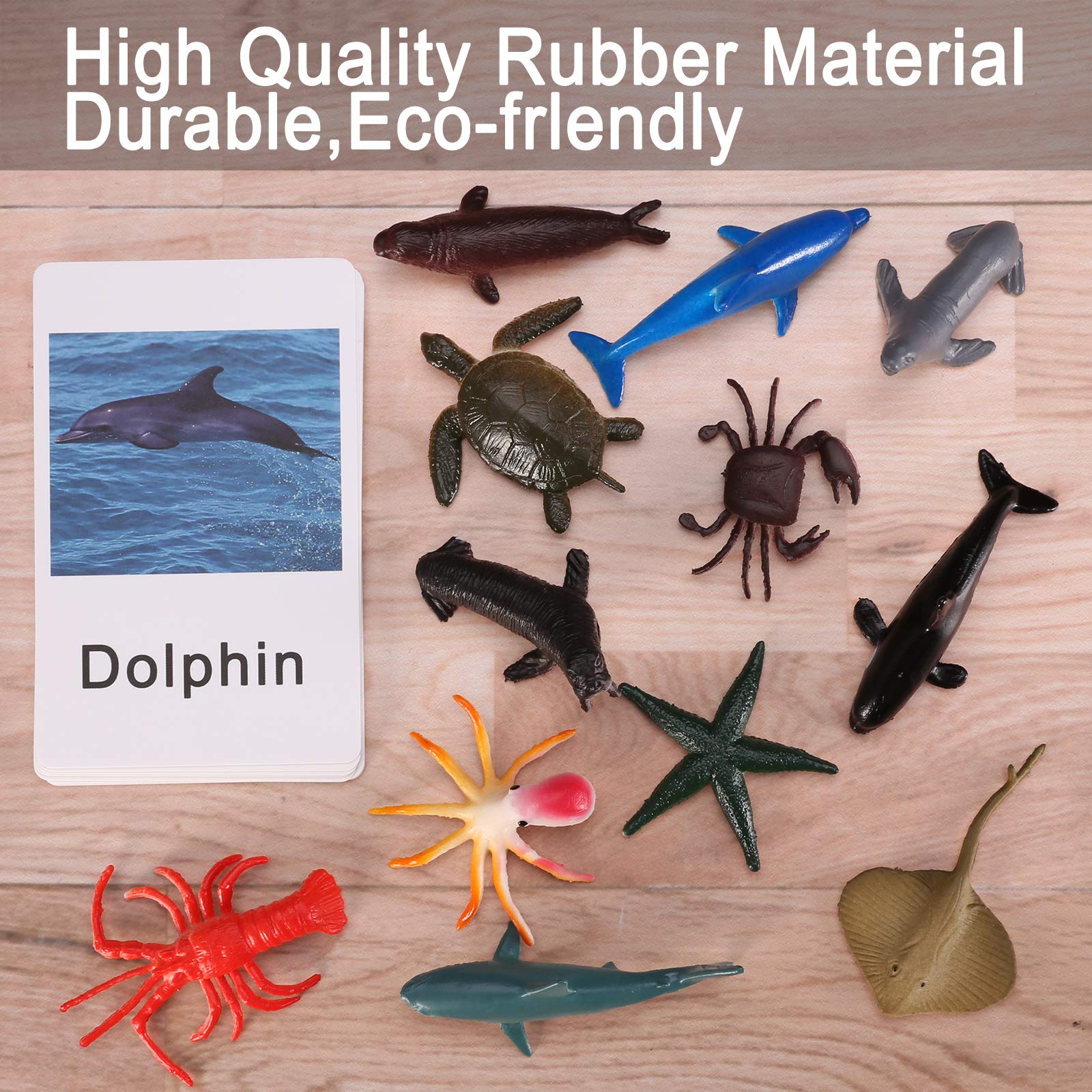 LOGANUSJ 48 PCS Montessori Marine Insects Poultry and Zoo Animals Figure Match 4 Sets - Matching Cards Montessori Language Materials Preschool Learning Toy, Language Materials, Shape Sorting Toy