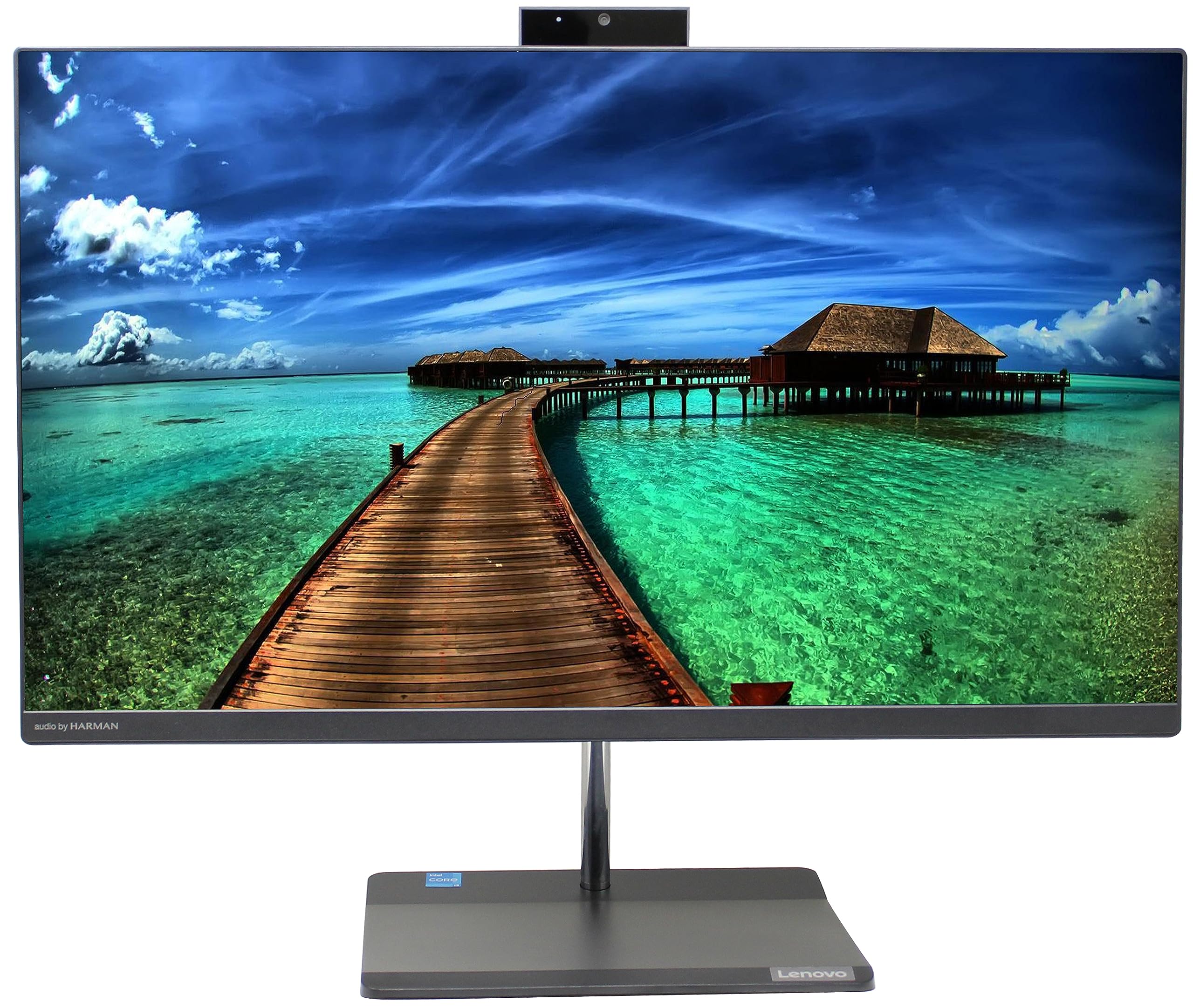 Lenovo V30a All-in-One 24" FHD AIO Desktop Computer, Intel i3-1115G4, 32GB RAM, 1TB NVMe SSD, DVDRW, USB 3, WiFi, Bluetooth, Webcam, Windows 11 Pro, Black AIO