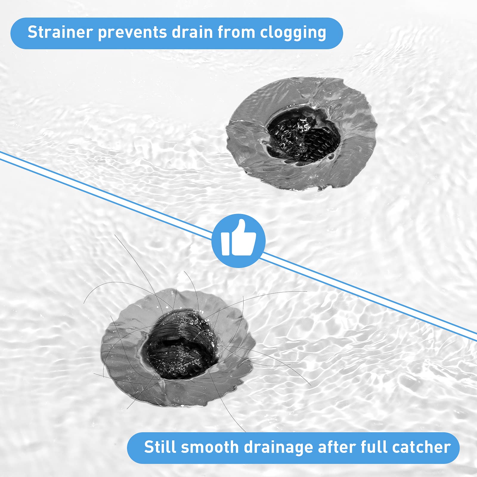 Mestream 2PCS Bathroom Sink Drain Strainers, for Diameter 1.3"-1.6" (Depth Than 2") Drain Hole, Small Cylinder Porous Hair Catcher, Premium Stainless Steel Drainer Filter, (1.1")