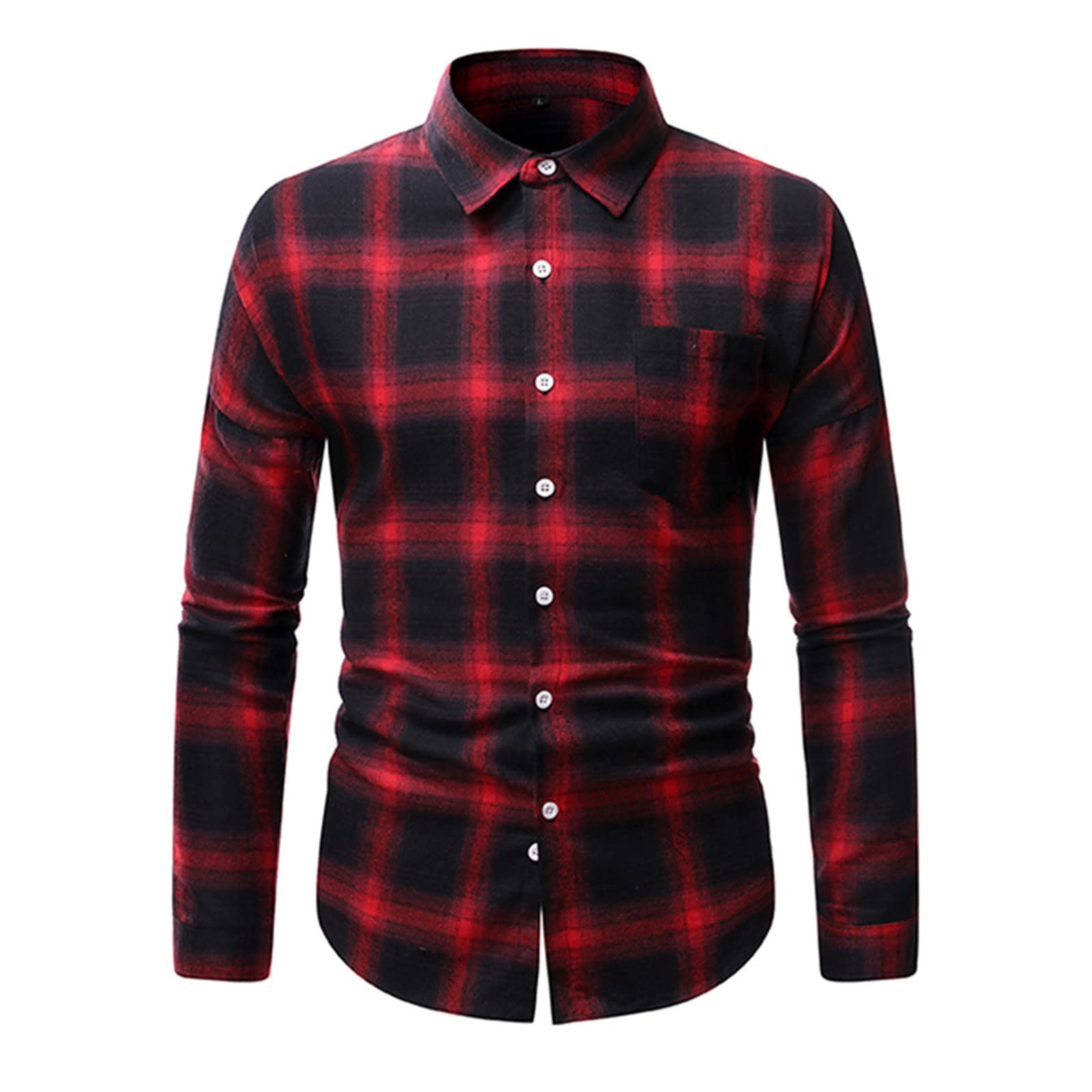 Men's Long Sleeve Button Down Plaid Checkered Lapel Regular Fit Comfort Casual Shirts Jacket Work Shirt Spring Autumn