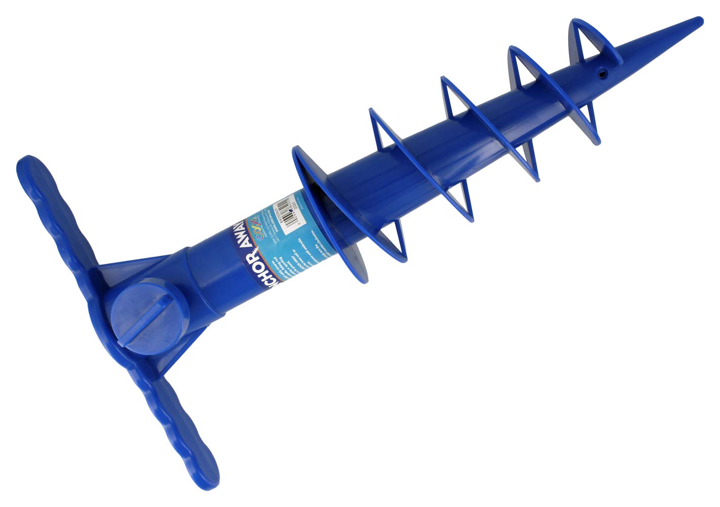 JGR Copa Beach Umbrella Anchor Sand Auger and Fishing Pole Sand Anchor (Blue)