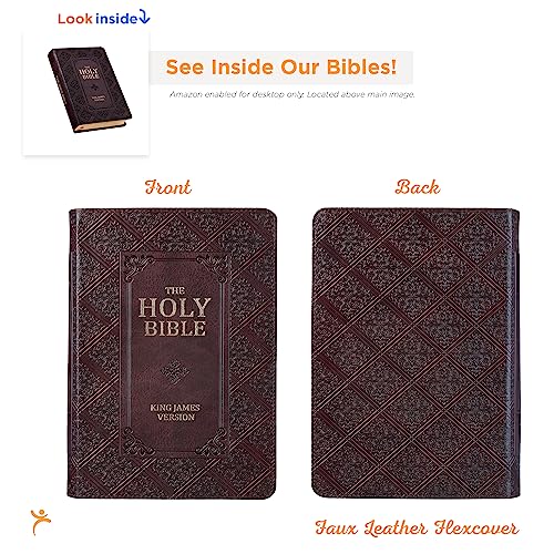 KJV Holy Bible, Giant Print Standard Size Faux Leather Red Letter Edition - Thumb Index & Ribbon Marker, King James Version, Dark Brown