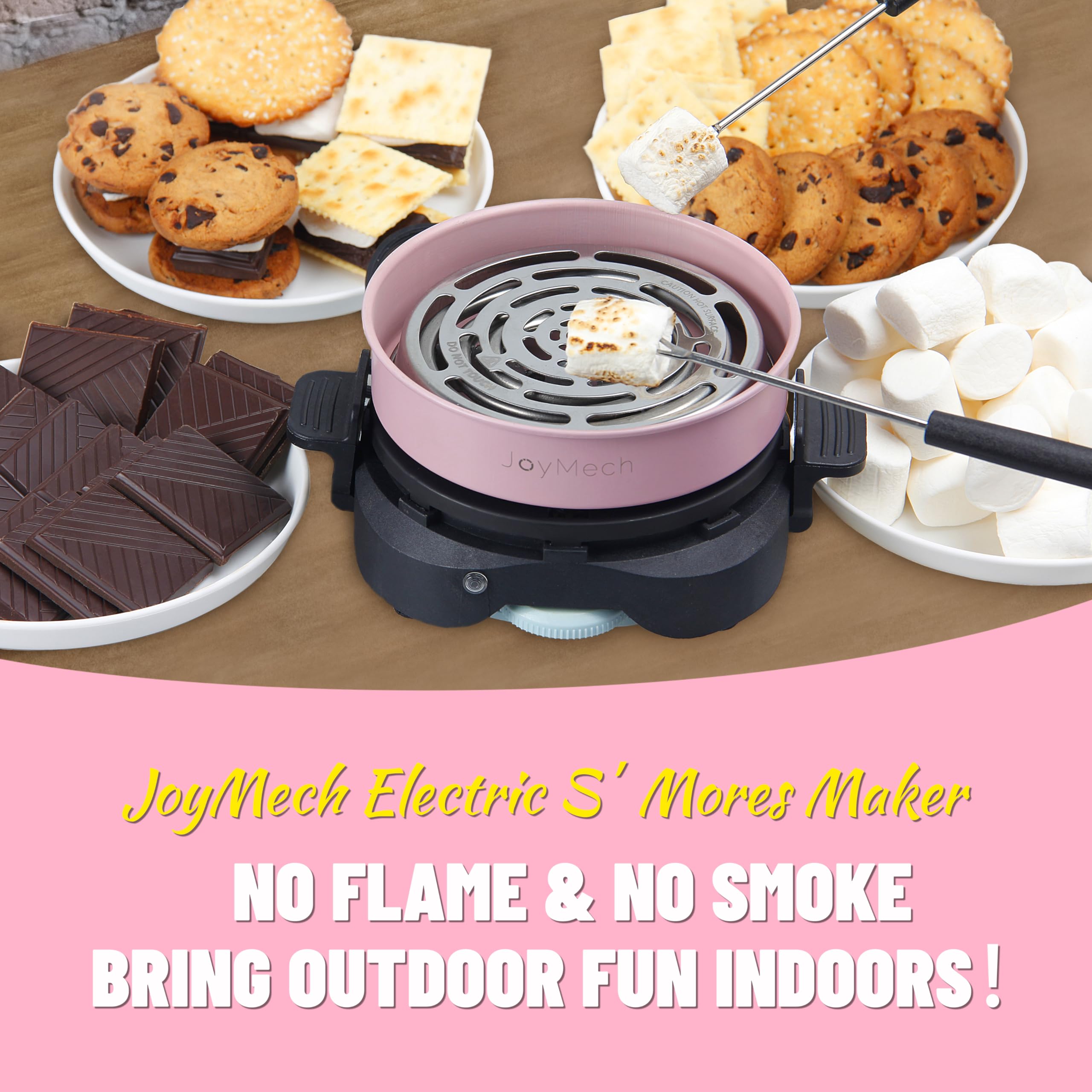JoyMech Electric S'mores Maker Tabletop Indoor, Marshmallow Roaster Machine, Includes 4 Forks, Excellent Gift for Adults and Kids in Holidays, Birthday Parties and Christmas (Grey)