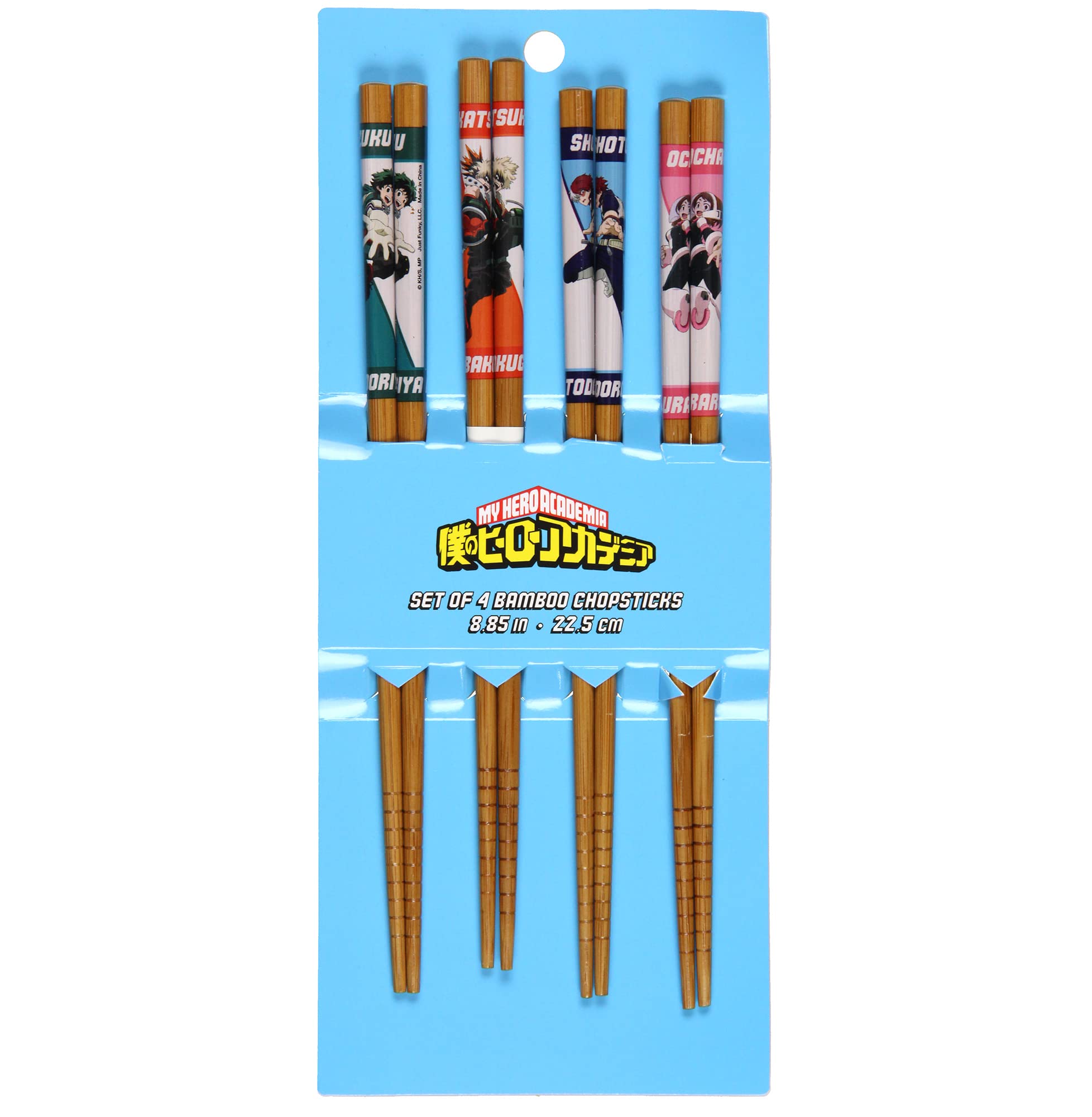 My Hero Academia Set Of 4 Collectible Anime Bamboo Chopsticks 8.85 Inches Long Gift Set