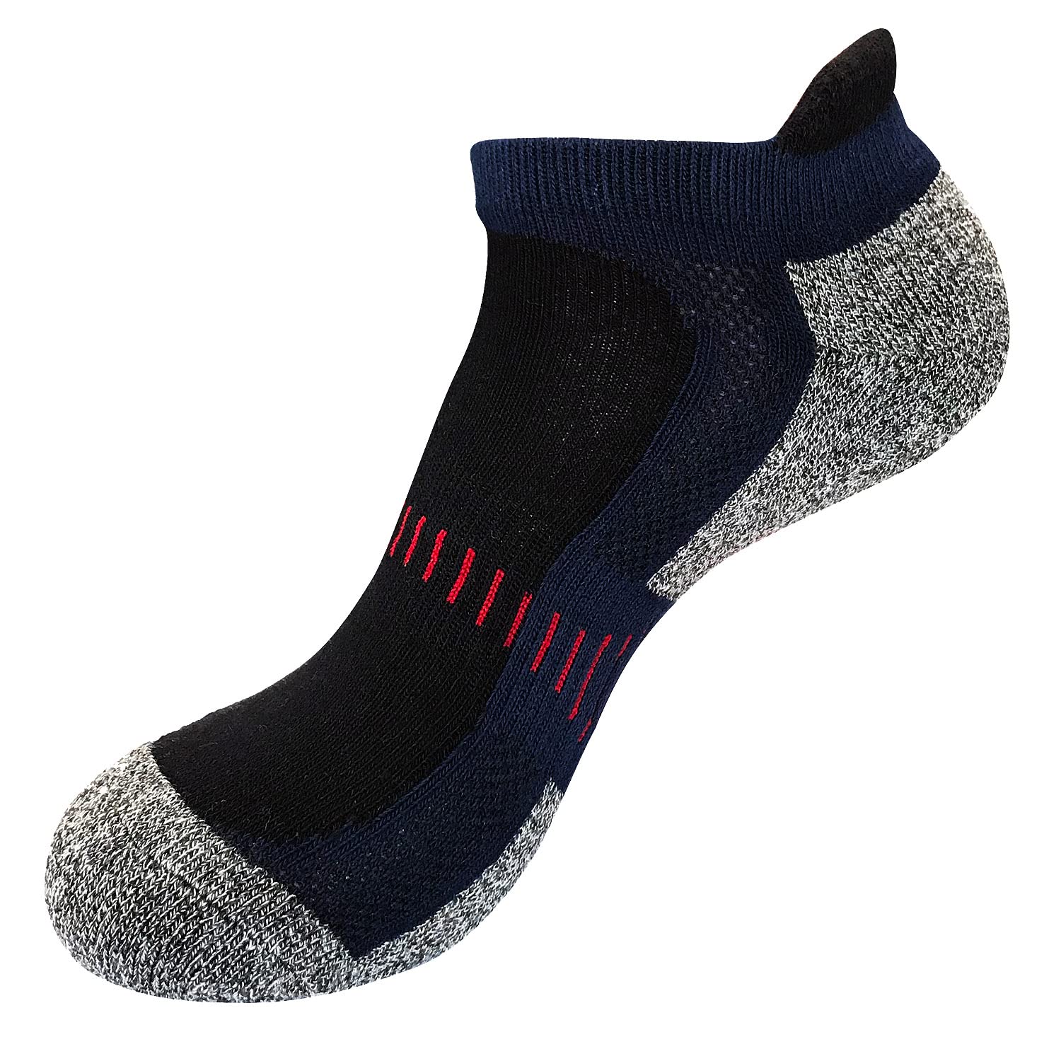 Men's Performance Cushion Cotton Low Cut Ankle Athletic Socks Heel Tab Running Socks(5 Pairs) (Five colors), 6-12