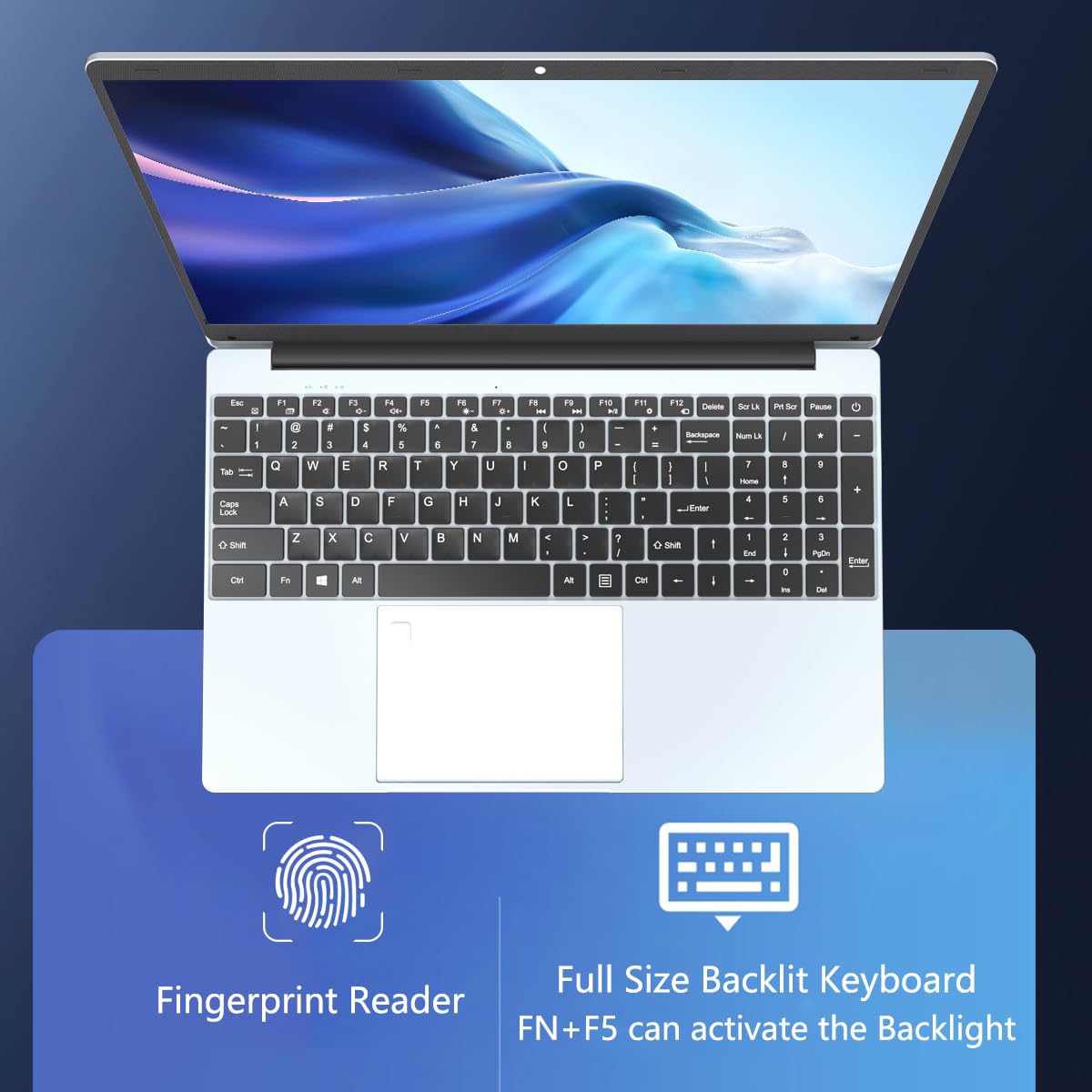 KUU Gaming Laptop,16GB RAM 512GB SSD, Intel N5095(Up to 2.9GHz), 15.6" FHD IPS Display, Windows 11 Laptop, Wi-Fi 6, BT, Fingerprint Reader, Backlit Keyboard