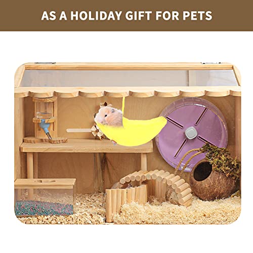 YAFIYGI 2Pack Rat Hammock for Cage Hamster Soft Bed Small Pet House Animals Warm Squirrel Hedgehog Guinea Pig Bed House for Mouse, Chinchilla, Rat, Gerbil and Dwarf Hamster(Yellow+Green