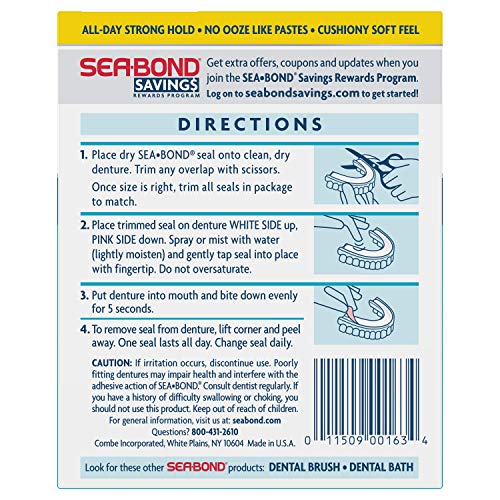 Sea Bond Secure Denture Adhesive Seals, Original Lowers, 15 Count (Pack of 2)