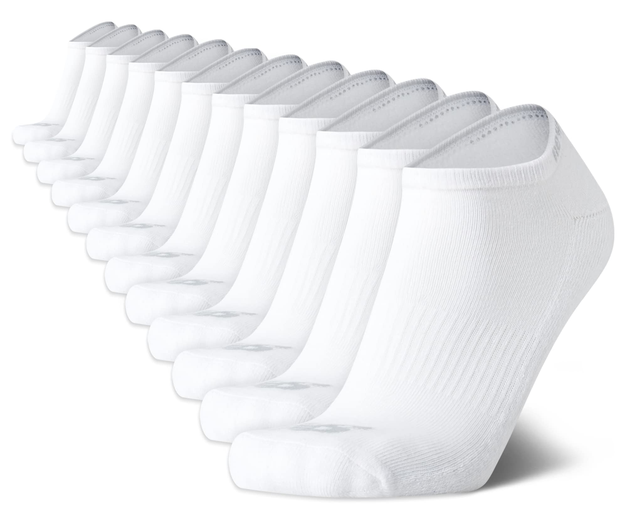 New Balance Men's Low Cut Socks - 12 Pack Performance Cushion No Show Athletic Socks for Men with Arch Support (Size: 6-12.5), Size 6-12.5, Solid White