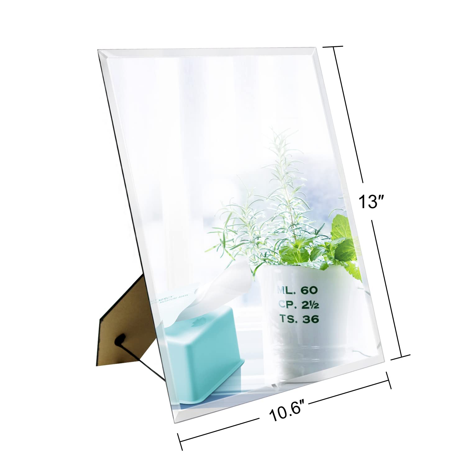 QTART Makeup Vanity Mirror-Rectangle Table Desk Mirror with Folding Stand Portable Frameless Mirror for Tabletop Travelling Dressing Room Personal Shaving