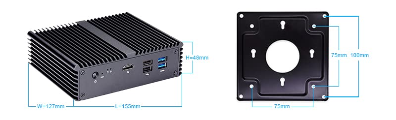 Qotom-Q730G5-S08 Barebone Mini PC Intel Quad Core Celeron J4105 with 5X I225-V 2.5G NIC Support AES-NI Router Computer