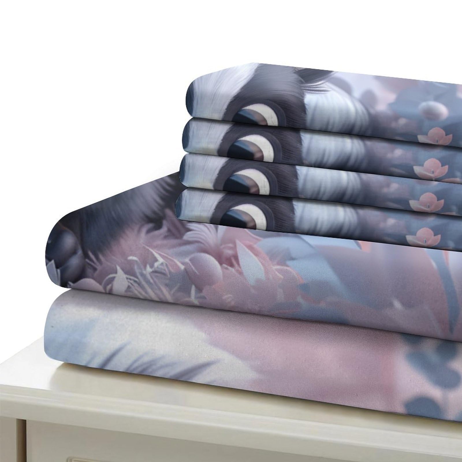 THUBDYEA Skunk Bedding Set 3D PrintedSiberian Sled Dog Quilt Cover Comforter Covers Duvet Cover for Childrens and Adults with Pillowcases Microfiber 3 Pieces with Zipper Closure Queen(228x228cm)