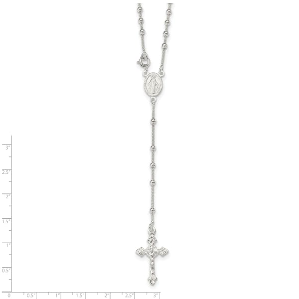 IceCarats 925 Sterling Silver Bead Rosary Necklace 16 inch Chain