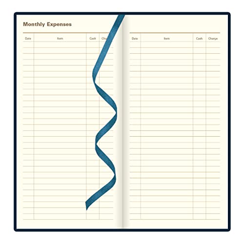 Letts of London Signature Weekly/Monthly Planner, 12 Months, January to December, 2024, Bonded Leather, Slim Size, 6.625" x 3.25", Blue (C38SUBE-24)
