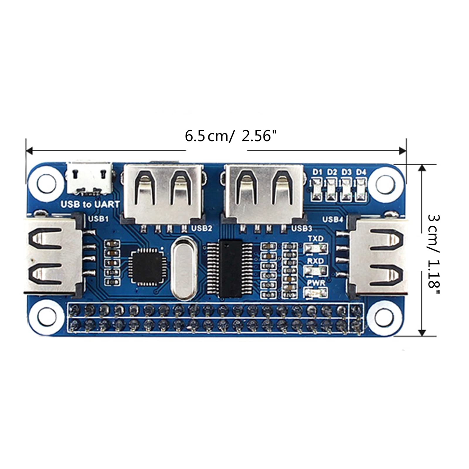USB HUB HAT Expansion Board Onboard USB to UART for 4 B/3 B+/3 B/Zero/Zero 4 USB Ports USB2.0/1.1 USB Expansion Board