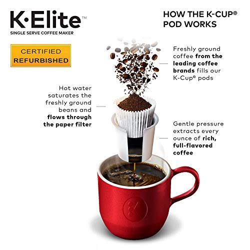 Keurig K-Elite Coffee Maker, Single Serve K-Cup Pod Coffee Brewer, With Iced Coffee Capability, Brushed Slate (Renewed), 12oz Steel Brew Size, Programmable,