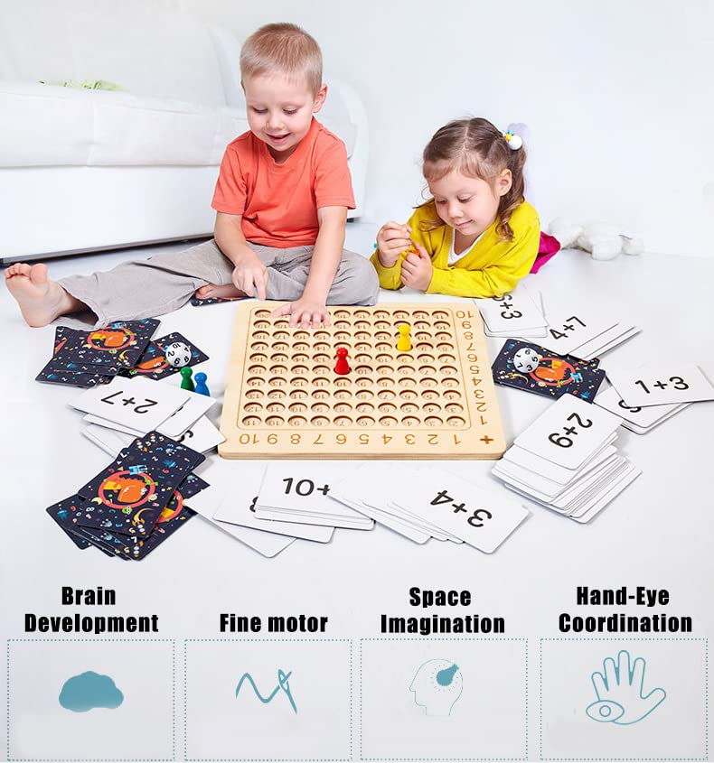 PETBSNVB Multiplication Game, Math Multiplication Board Montessori Game, Educational Multiplication Board Game Math Blocks Boards (Wooden Multiplication)