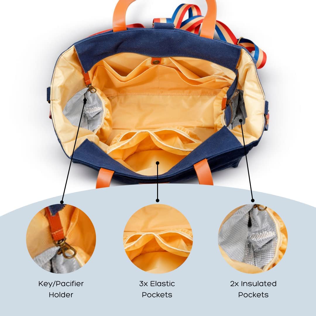 PETITEMONK Diaper Bag Tote, Large Capacity Baby Nappy Bag, Lightweight Spacious Multifunction Travel Baby Bag with Washable Changing Pad, Unisex Design