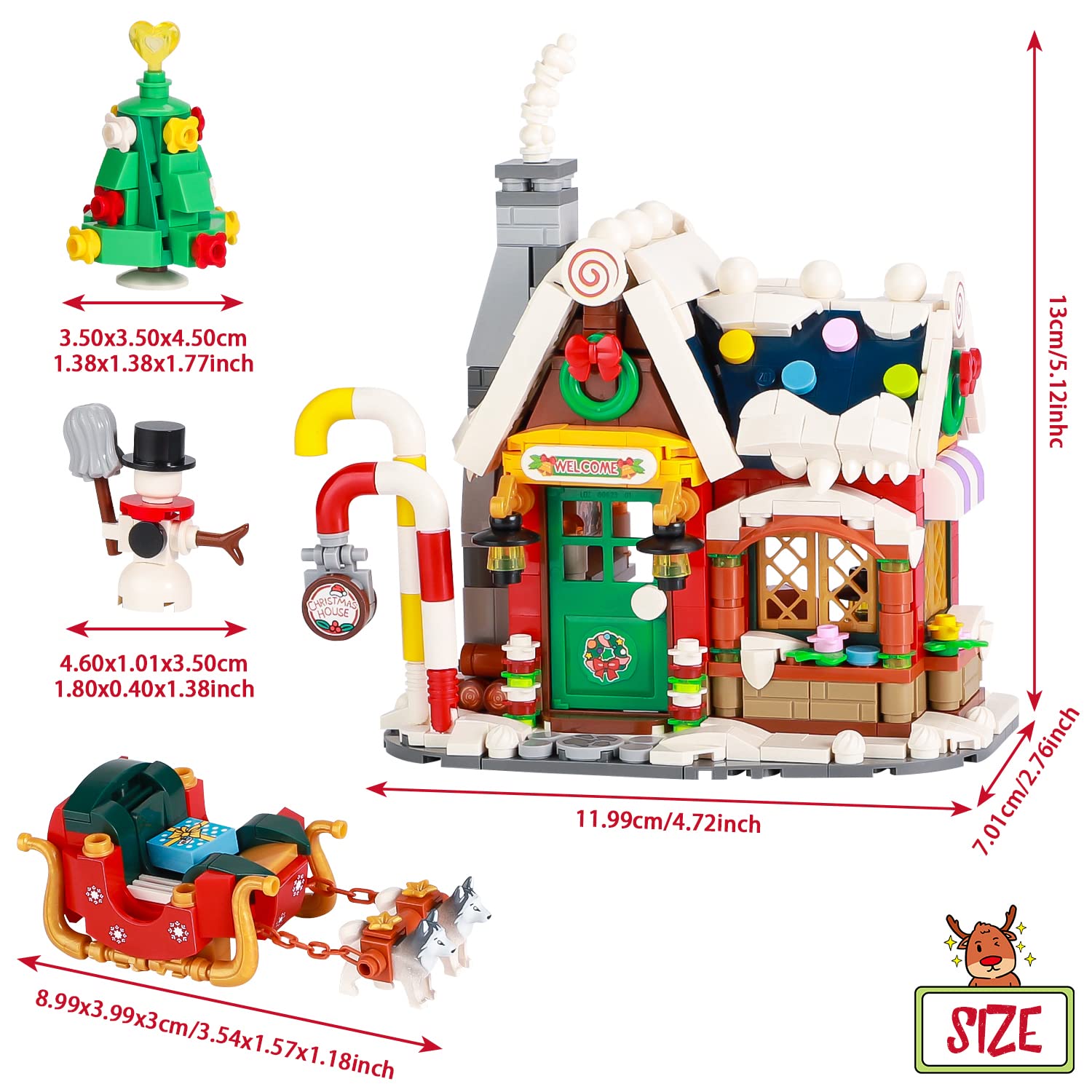 PinkBee Christmas Gingerbread House 2022 Mini Xmas Tree Building Block Set Creative Ornament Toys Kits Micro Bricks for Adults Kids 8-12 6-12 7-9(788Pcs)