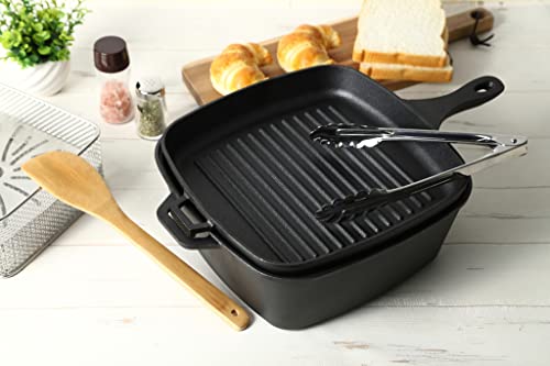 Orca pot 5in1 Cast Iron 6.5 Qt Dutch Oven Cooking Pot with Glass Lid, Cooking Pot for Baking, Frying, Steaming, Cast Iron Grill Lid, Steaming Plate & Basket