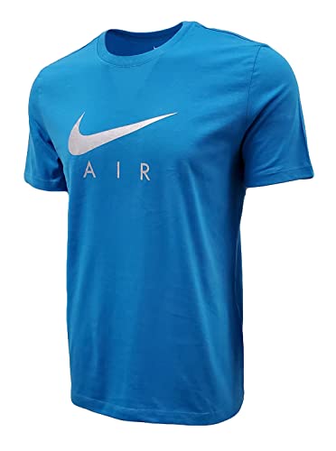 Nike Men's Swoosh Air Metallic Graphic Tee (Small, Pacific Blue/Silver)