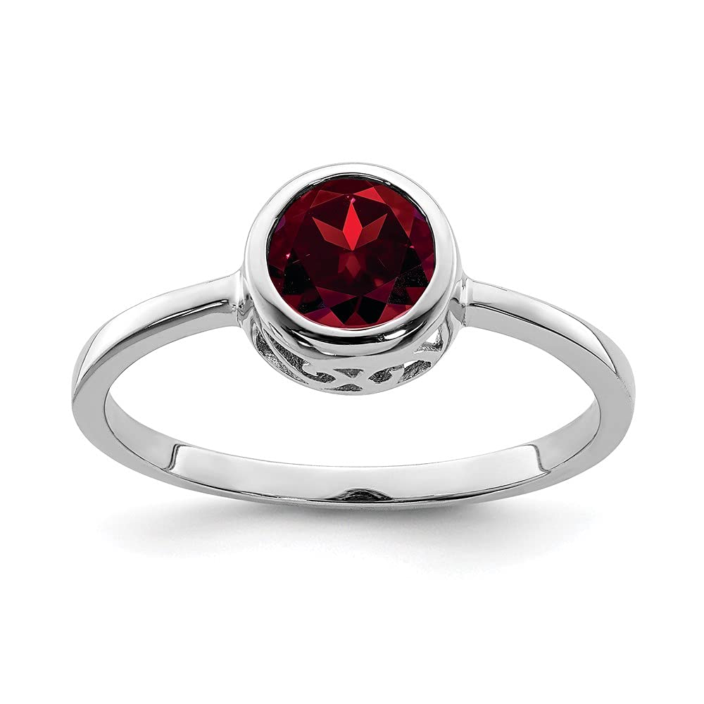 IceCarats 925 Sterling Silver Red Garnet Round Ring Gemstone Band January Birthstone Jewelry Size 7