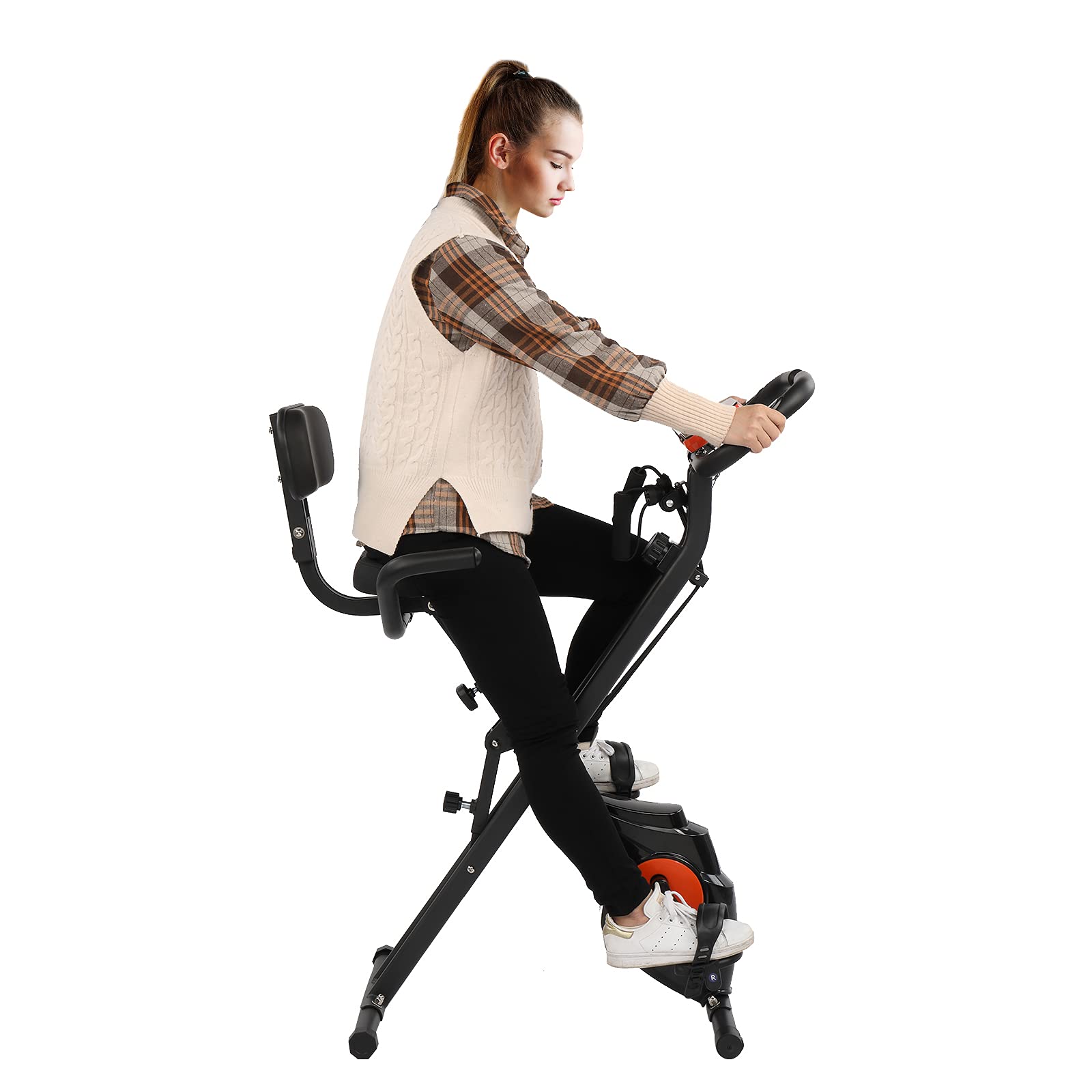 MengK Home Folding Exercise Bike Black