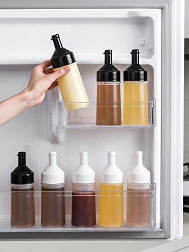 MXY Syrup Squeeze Bottle Salad Vinegar Ketchup Condiments Dispenser Olive Oil Soy Sauce Bottle Honey Container with Lid 250ml (White)
