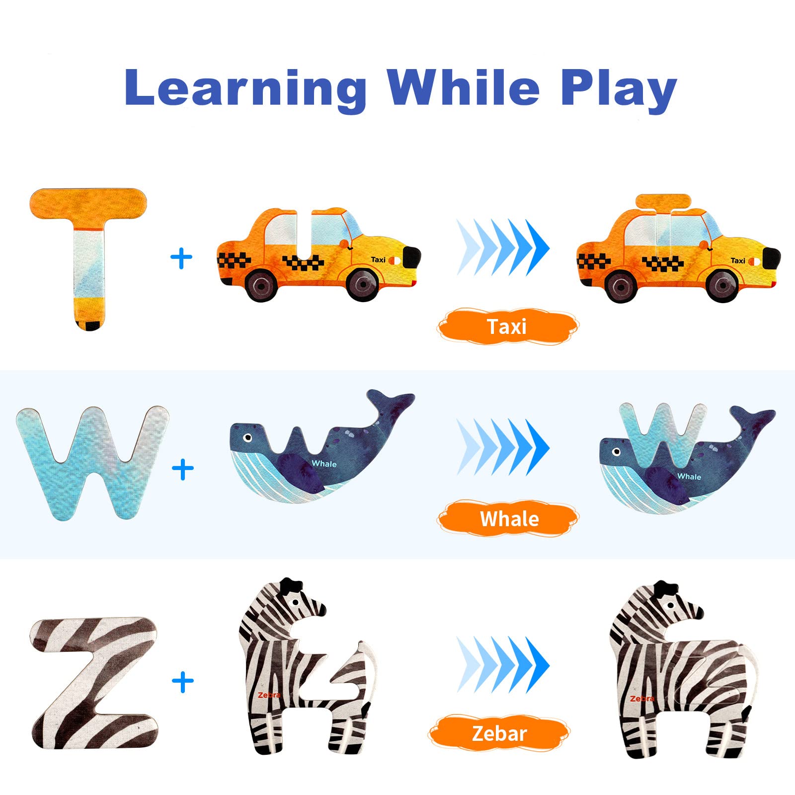 mierEdu Magnets for Toddlers,Refrigerator Magnets for Kids, Animals Objects Magnetic Letters A-Z Alphabets Preschool Learning Educational Toys for Toddlers