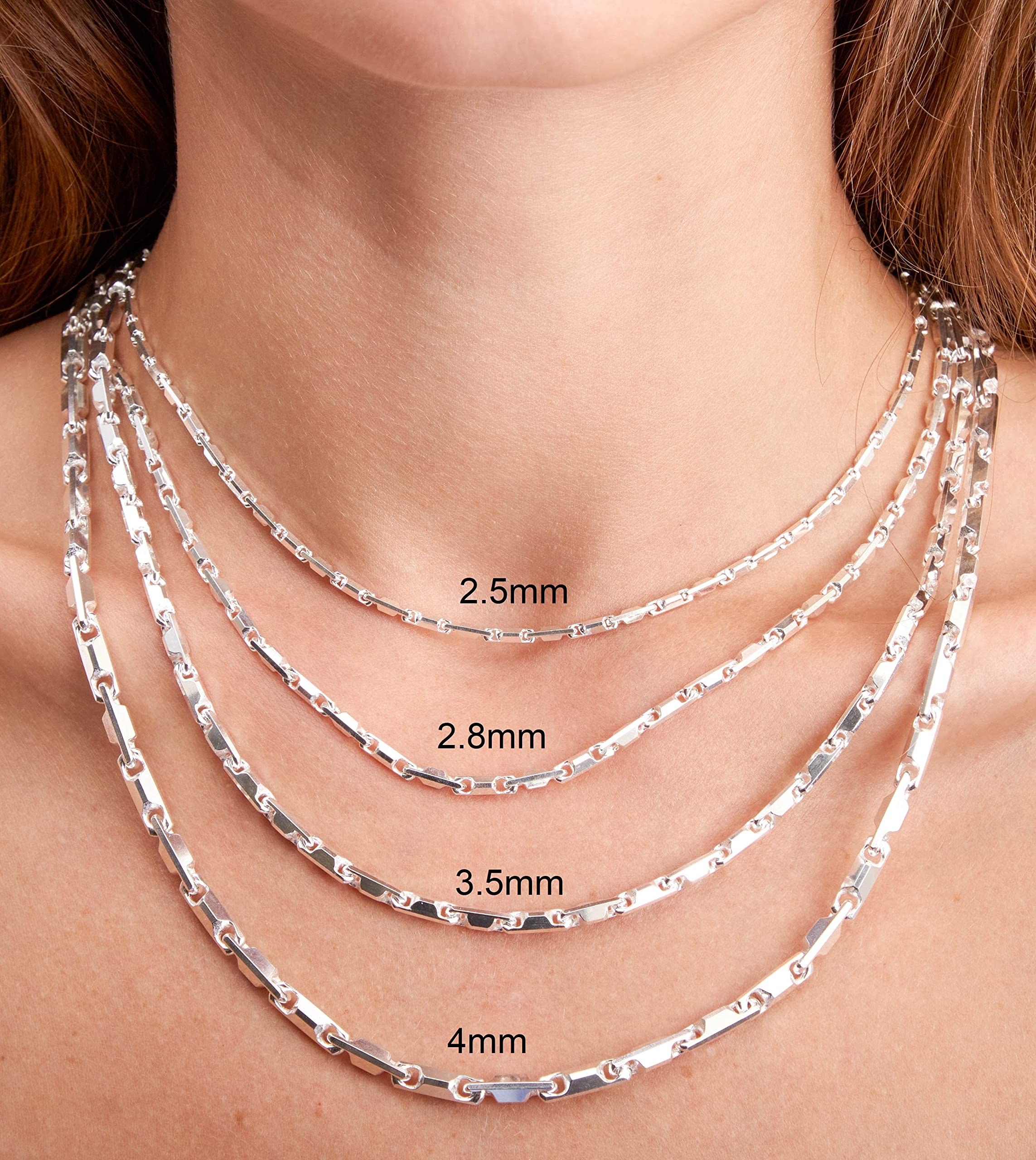 Olive & Chain 925 Sterling Silver Heshe Link Chain Necklace, Men’s & Women’s