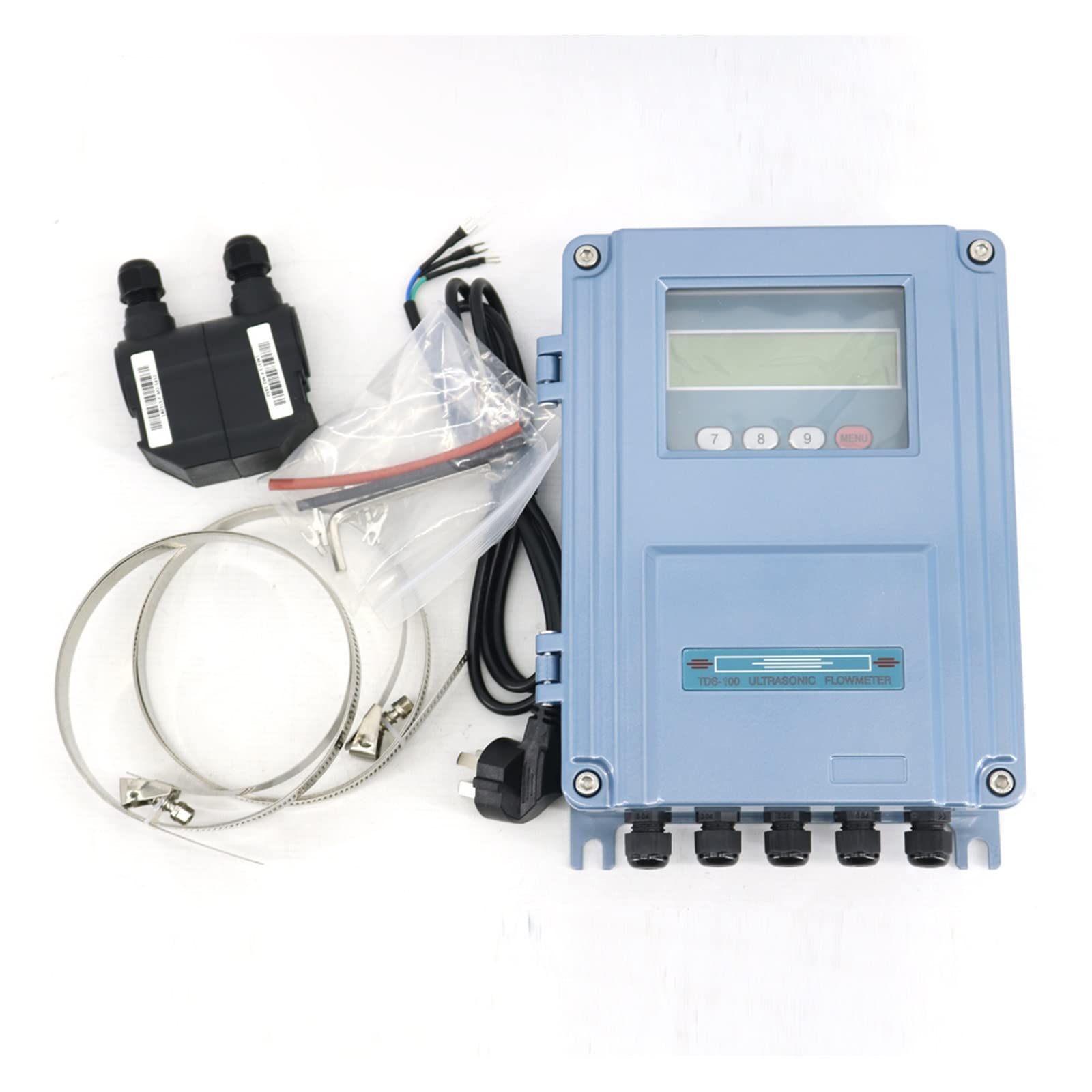 QYTEC Hose Timer TDS-100F Water Flowmeter with M2 (DN50~DN700mm, 0-160℃) Transducer Sensor Handheld Digital Liquid Ultrasonic Flow Meter Water Timer