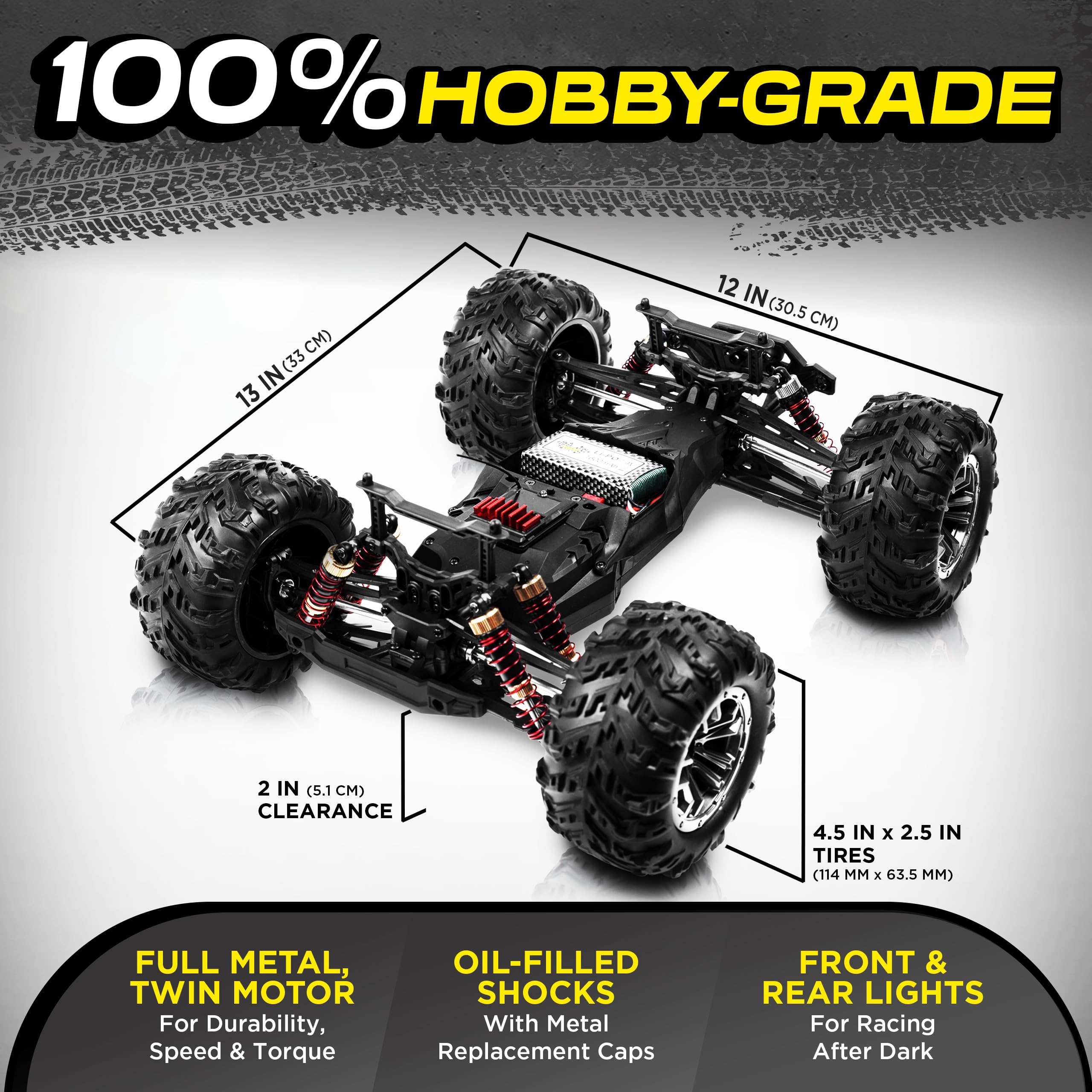 LAEGENDARY 1:10 Scale 4x4 Off-Road RC Truck - Hobby Grade Brushed Motor RC Car with Batteries, Waterproof Fast Remote Control Cars for Adults