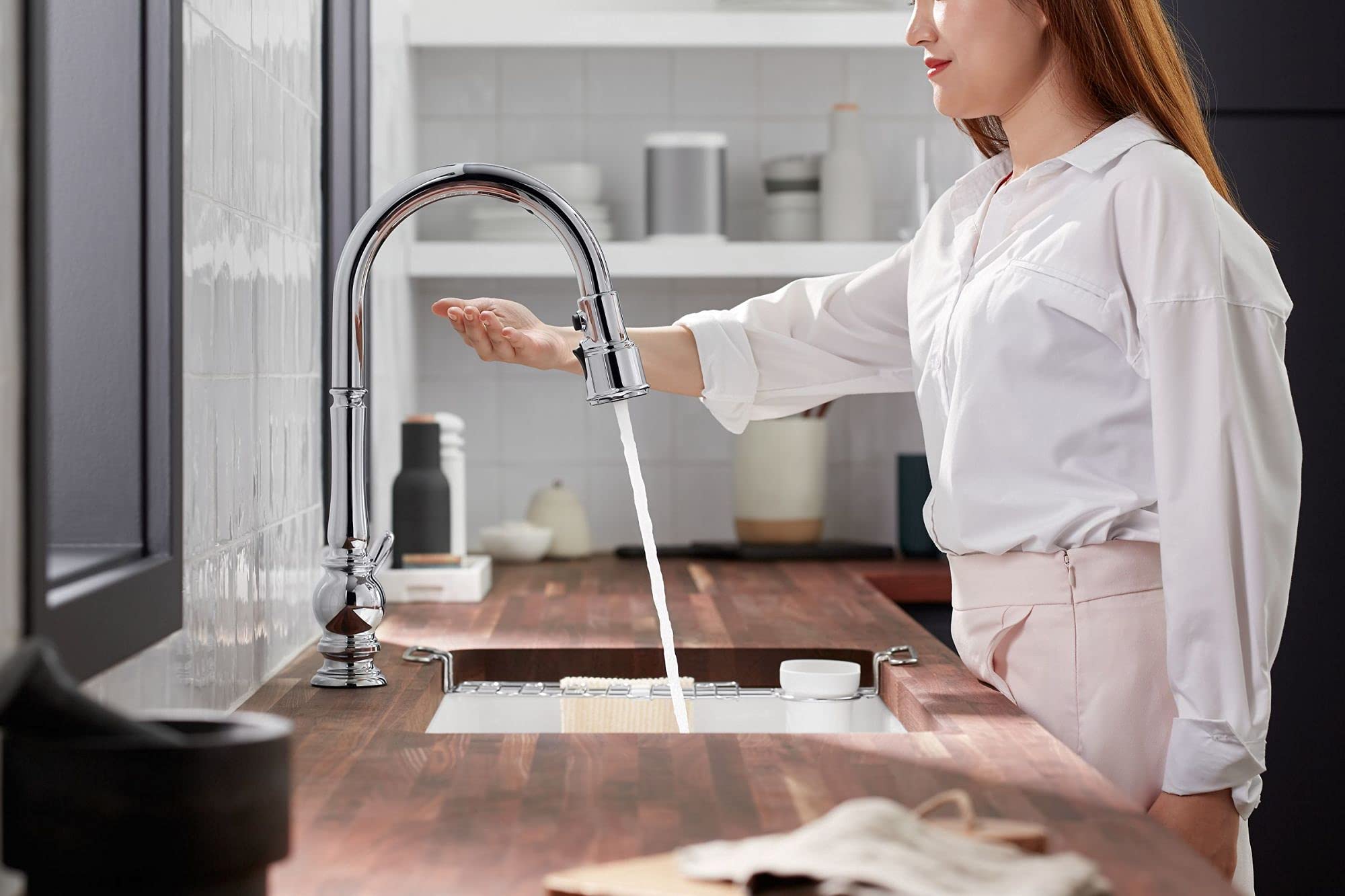Kohler K-29709-VS Artifacts Touchless Kitchen Faucet with Pull Down Sprayer, Kitchen Sink Faucet in Vibrant Stainless