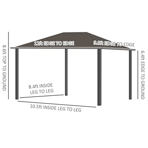 LHLLHL 10' X12' Hardtop Gazebo with Aluminum Frame, with 2 Hooks, Curtains and Netting for Garden, Patio, Backyard, Dark Grey