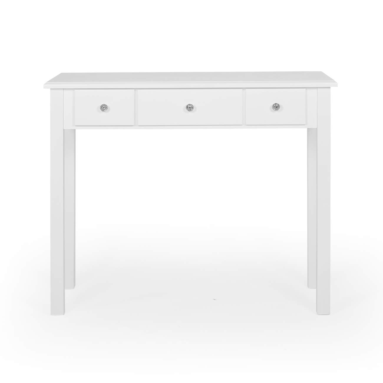 LOMENTICSYDF Home Office Desk Vanity Table with 3 Drawers Writing Desk Bedroom Dressing Desk, Suitable for Small Spaces White