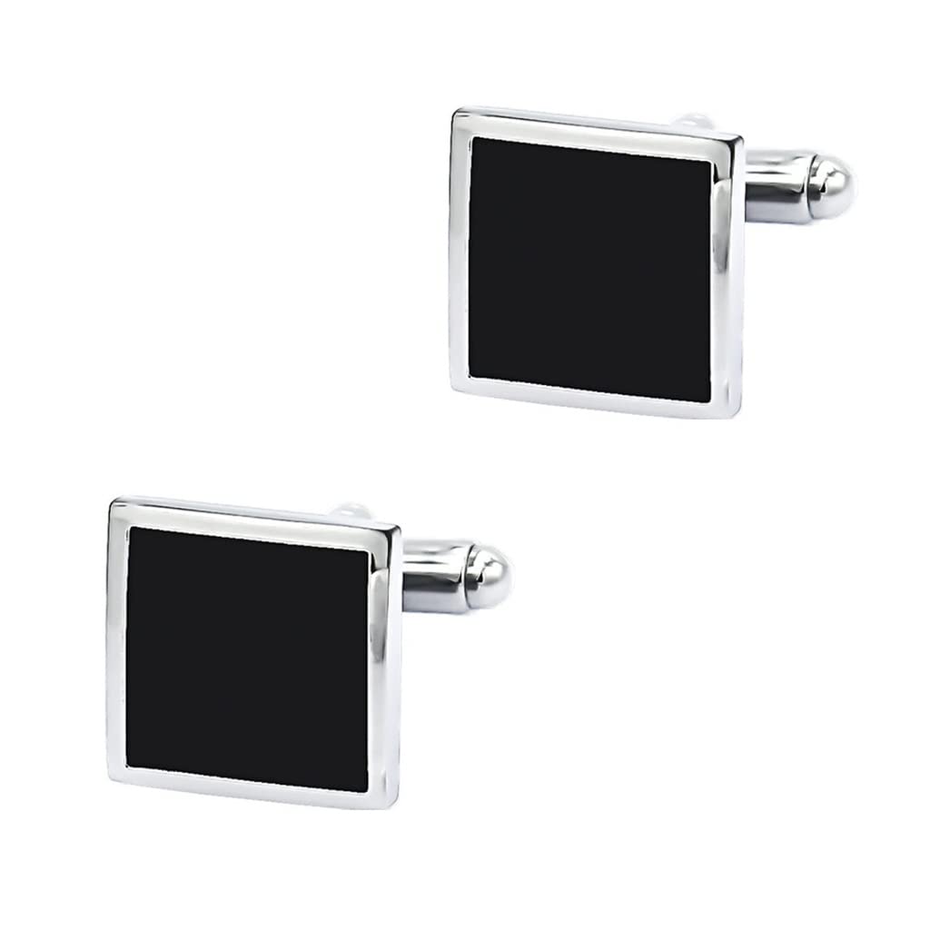 Rectangular Black Cufflinks Men's Business Versatile French Shirt Cuff Button Cuff Nails (Color : A, Size : One Size) (A One Size)