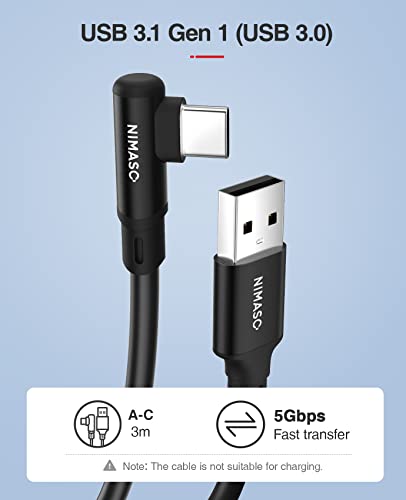 NIMASO USB 3.0 Link Cable 10ft, Compatible with Meta/Oculus Quest 2 / Quest1, High Speed PC Data Transfer USB A to USB C Cable for VR Headset and Gaming PC