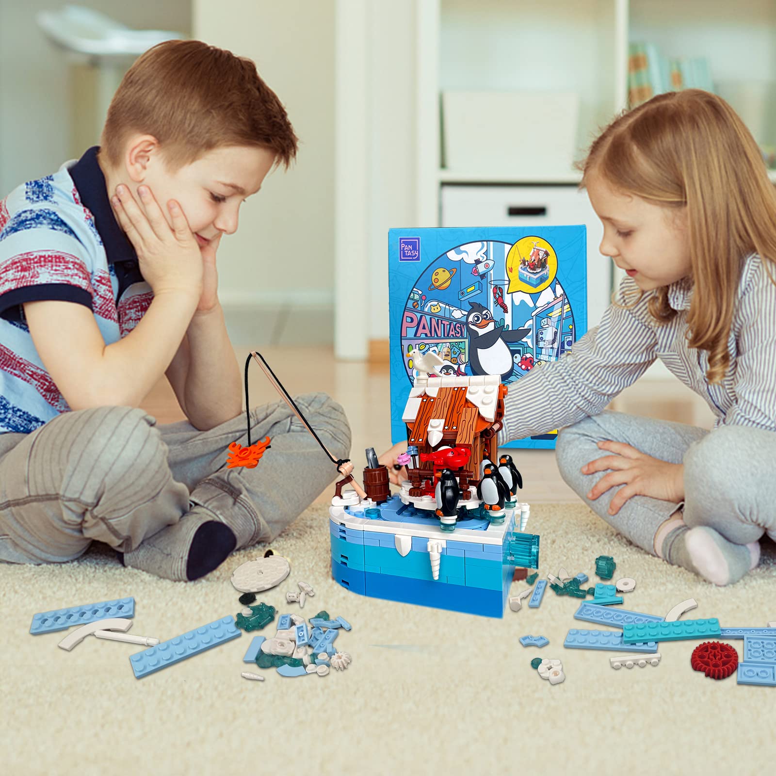 Mrkuriosity Penguin BBQ Resort Building Kits Blocks,Movable Building Blocks Toy Building Sets for Kids, Rotatable BBQ Penguin Toy Model Buliding Blocks, Kids' Brain Development Educational Toys…