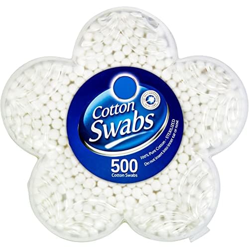 R-NEU 500 Cotton Swabs, Doubled Tipped, Sterilized, 100% Pure Cotton Qtips for Cleaning, Home, Makeup, Pet and Baby Care, Random Color (500 Count)