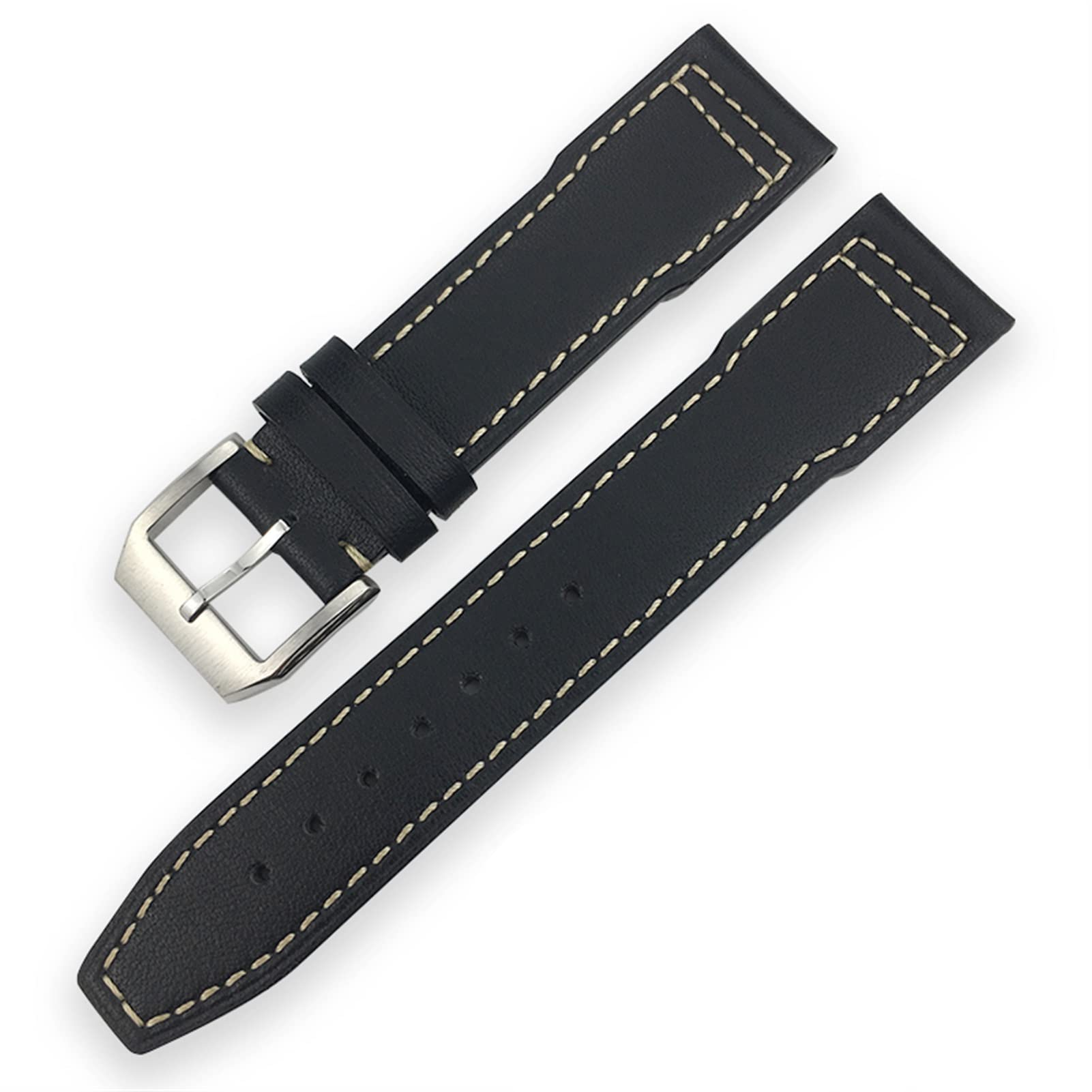KFAA 20mm 21mm Watch Strap Watchbands for IWC Chronograph Mark Spitfire Watch Accessories Portuguese Bracelete (Color : Black White line, Size : 21mm)