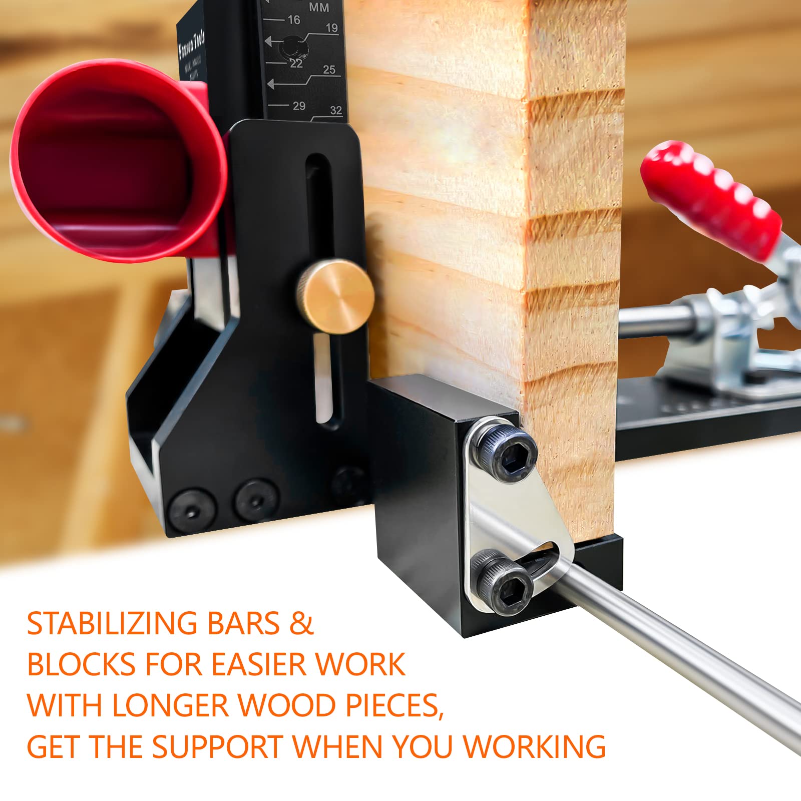 JUYLTOOL Pocket Hole Jig Kit, Pocket Screw Jig Woodworking Tool Professional Jig Kit with Removable Vacuum Dust Port Adapter Carpentry Slant Hole Locator