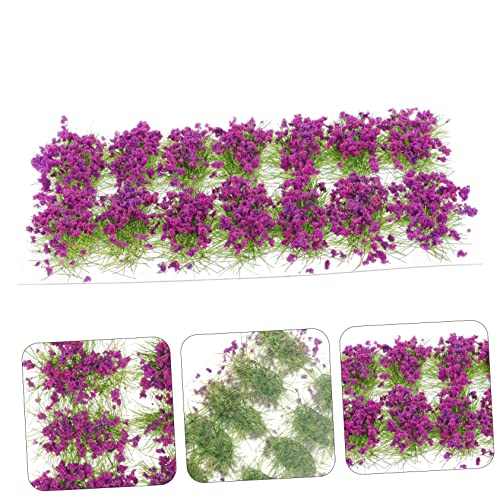SECFOU 3 Boxes Grass shed Grass Cluster Mini Flower Grass Miniature Flower Tufts Miniature Static Grass Tuft Model DIY Miniature Grass Outdoor Purple Plastic Resin Flower Arrangements