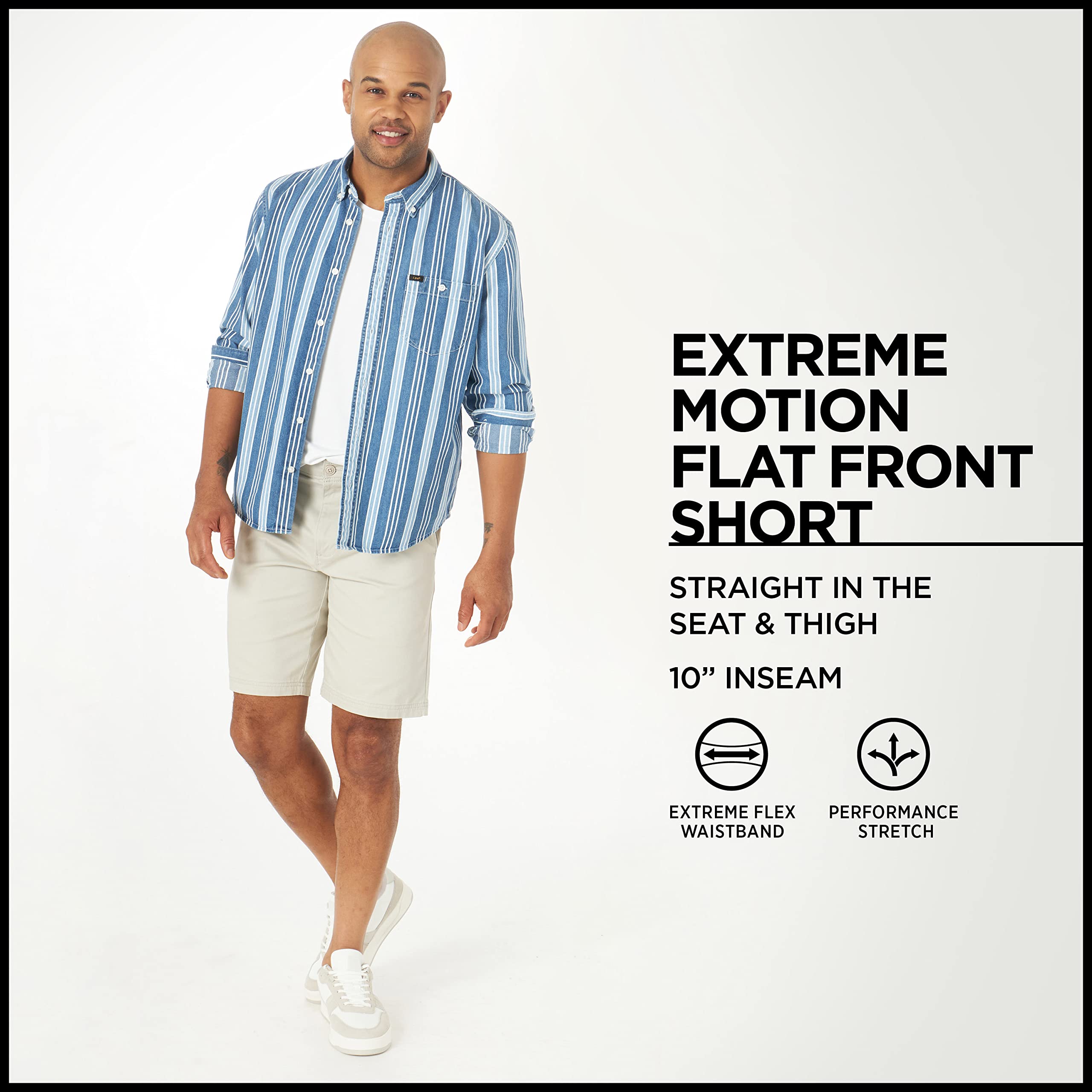 Lee Men's Extreme Motion Flat Front Short, Sea Mist, 42