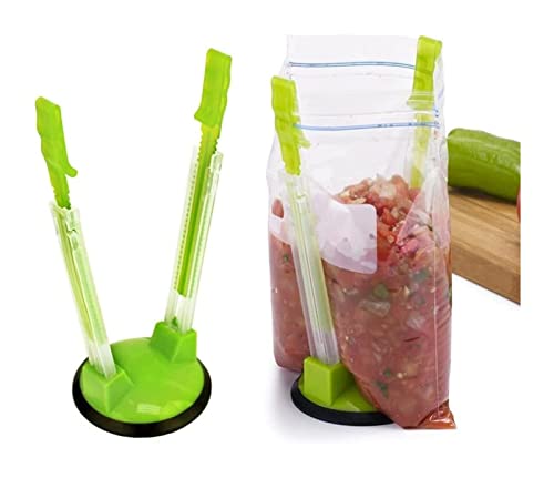 MEGCCR Plastic Bag Holder Food Storage Freezer Bag Holder Bag Opener Holder, Adjustable Baggy Rack Clip for Kitchen Plastic Bags Stand/Pack to Pour Leftovers (Color : 2PCS)