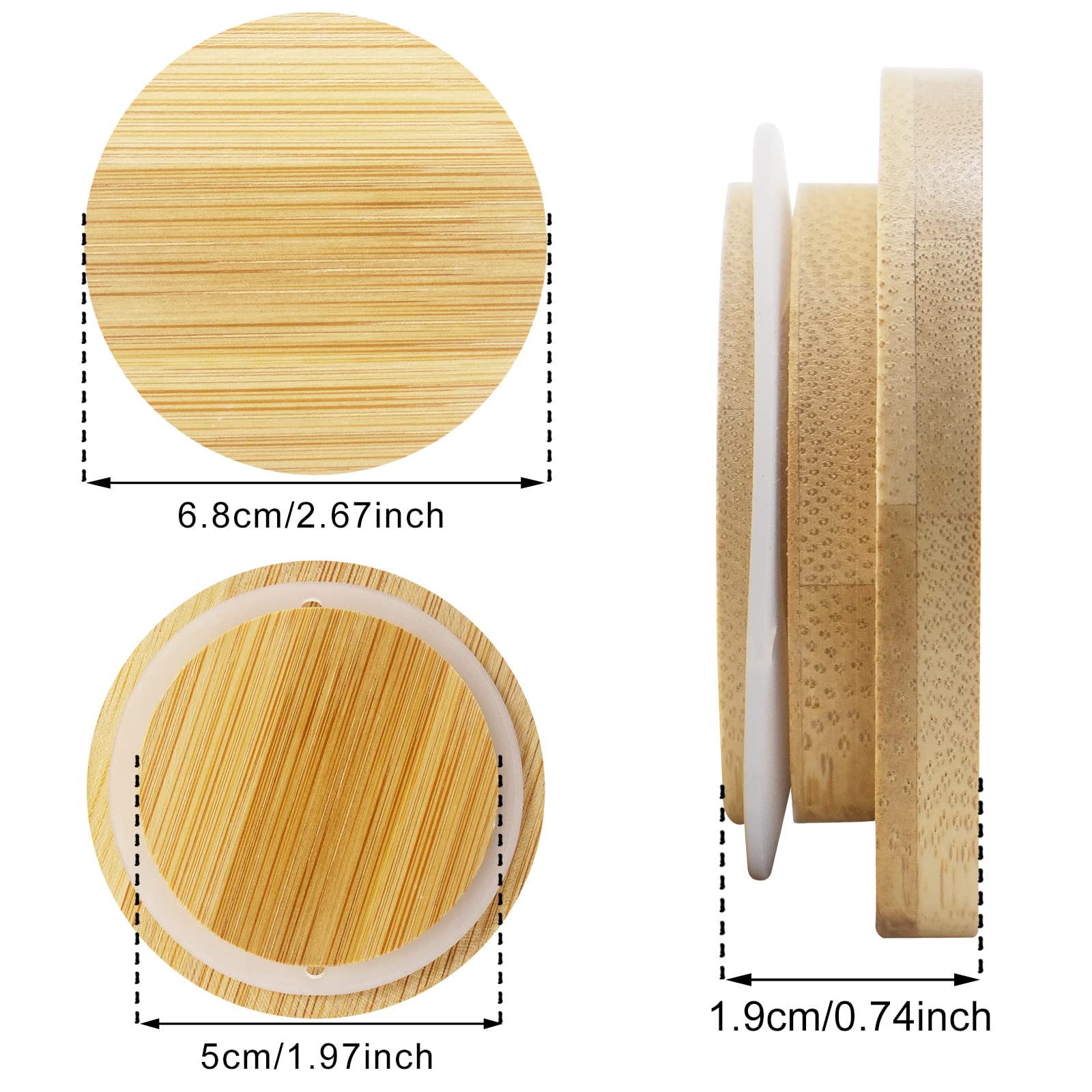 Oui Yogurt Jar Lids Set, 12 Pack Lids for Oui Yogurt Jars Reusable Bamboo Wooden Updated Oui Jar Lids with Silicone Sealing Rings Perfect for Oui Yogurt Jars