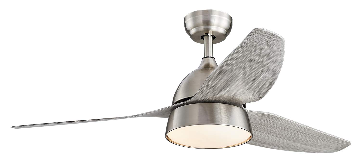 LAMPSMORE 52 Inch Indoor Ceiling Fan With Lights,Nickel Ceiling Fan Light Kit For Bedroom,Modern Ceiling Fan With Remote,Industrial Ceiling Fan With 3 Blades