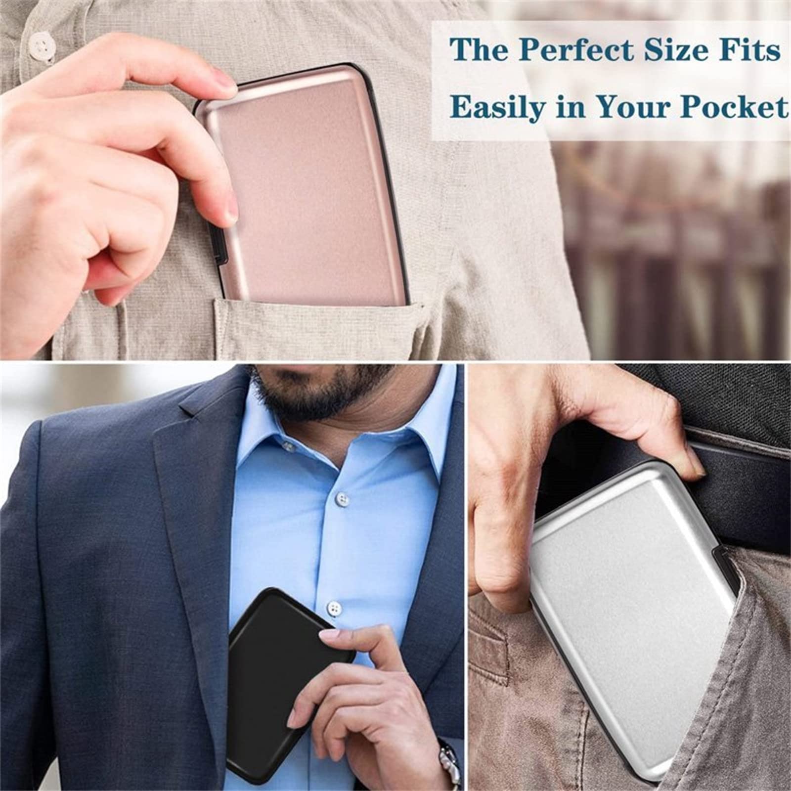 Rfid Anti-theft Aluminum Wallet Clip, Aluminum Wallets , Slim, Secure and Crush Resistant for Travel and Work ,Multi-function Waterproof Card Package, Anti Theft Wallets (Silver)
